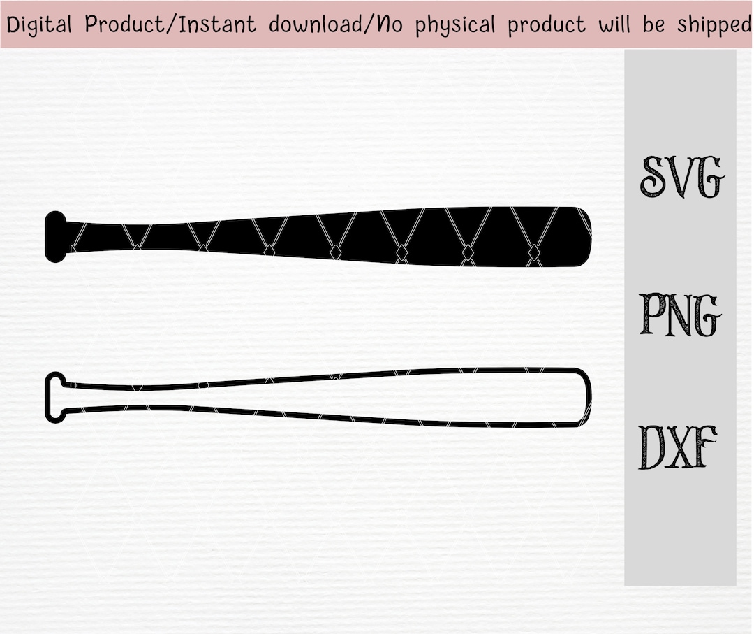 Black Solid and Line Drawing Baseball Bat SVG/PNG/DXF Files/ for Cricut ...