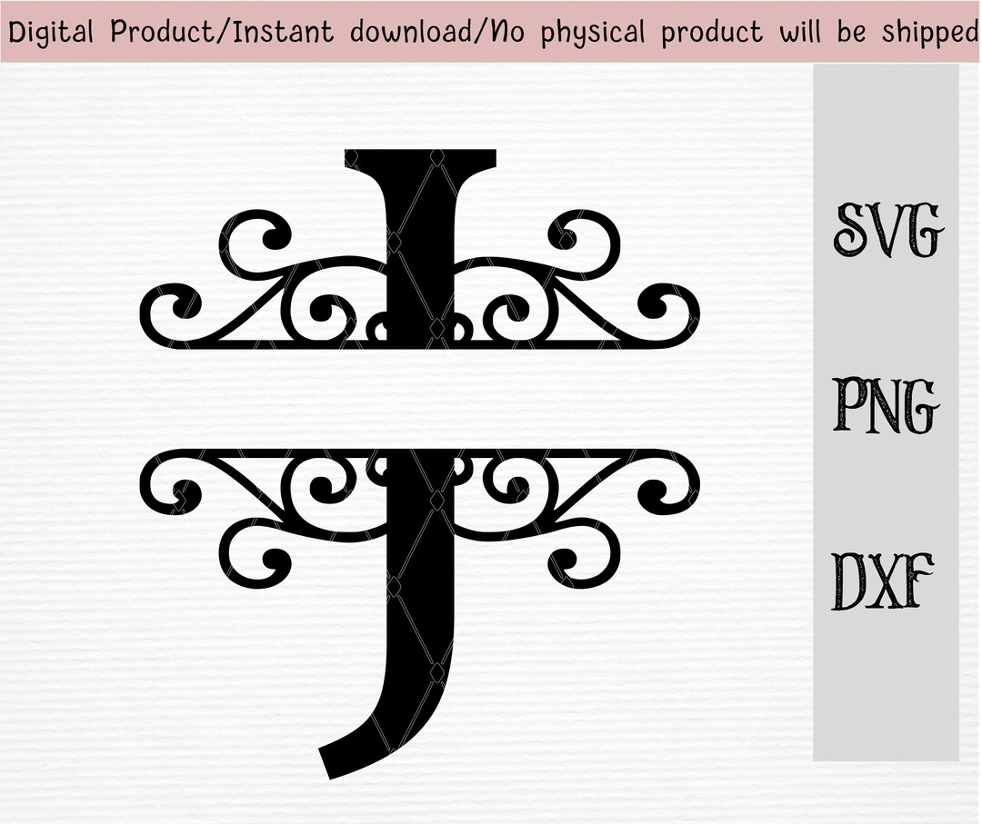 Split Capital Letter Monogram SVG/DXF/PNG Files/split Captital Letter J ...