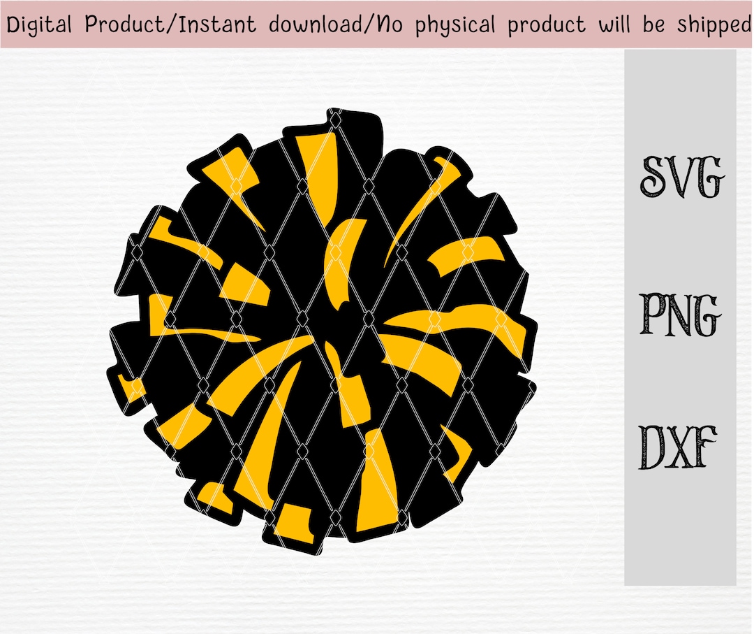 Pom Pom Svg/yellow and Black Cheerleading Pom Pom/2 Color Pom Pom SVG ...