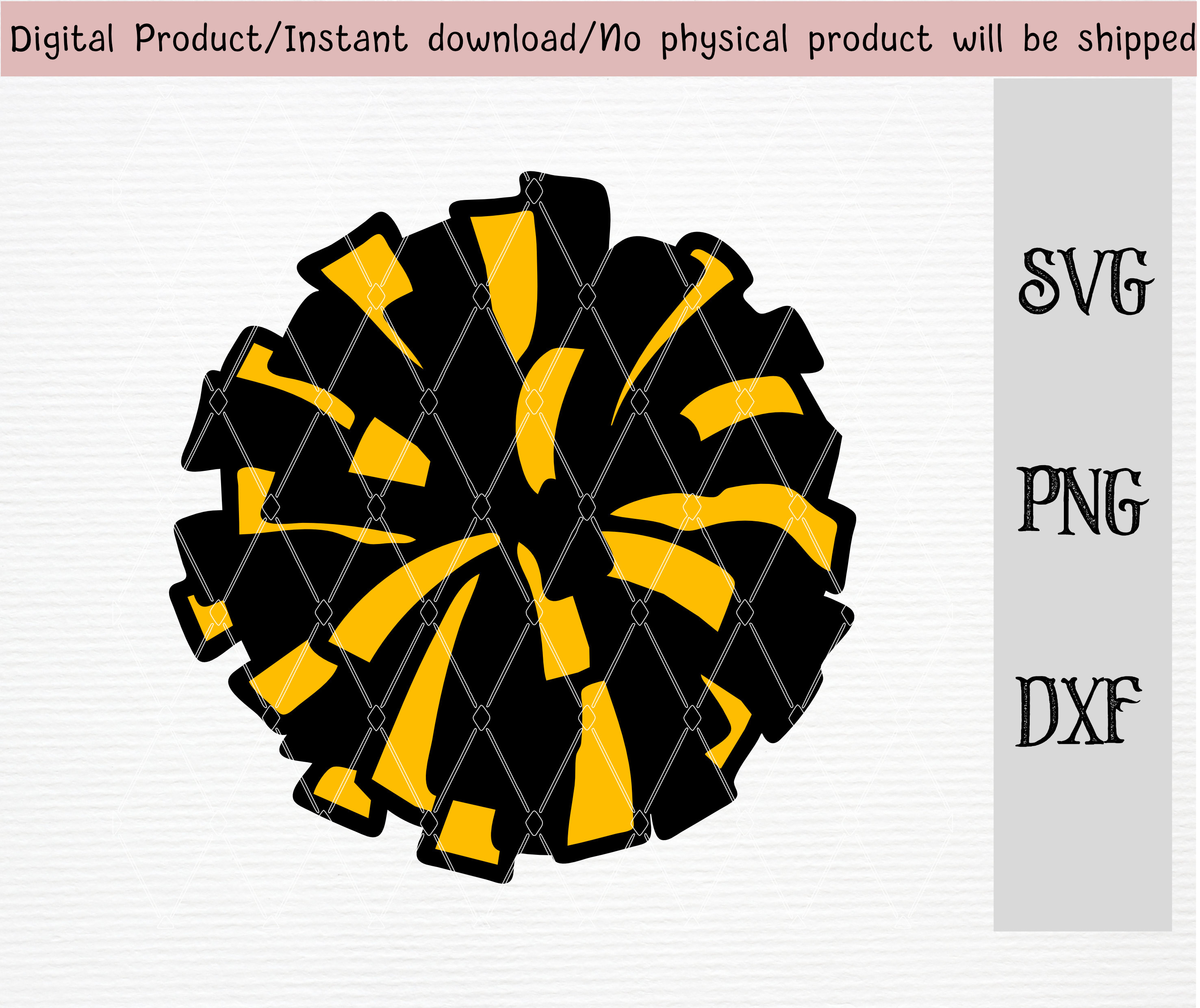Pom Pom Svg/yellow and Black Cheerleading Pom Pom/2 Color Pom - Etsy