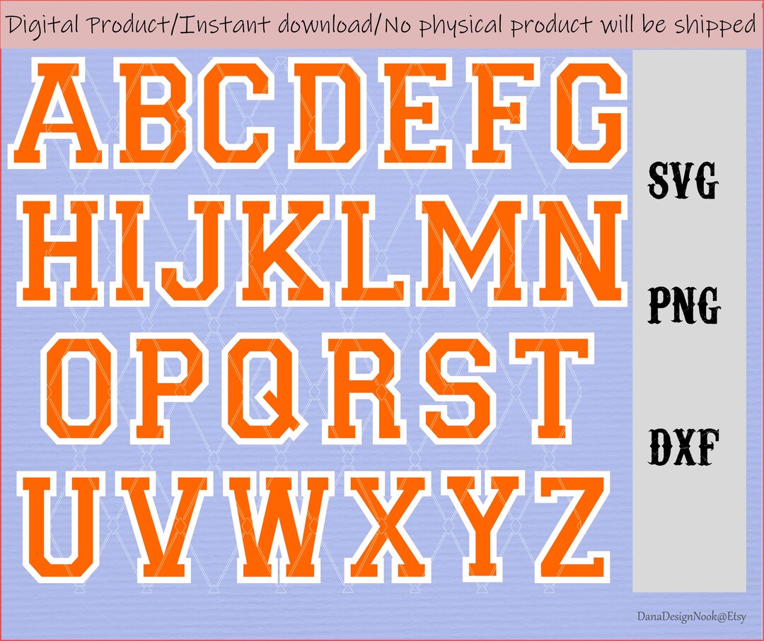 Orange Jersey Letters Whit White Edge SVG/PNG/DXF Files/sport Letters ...