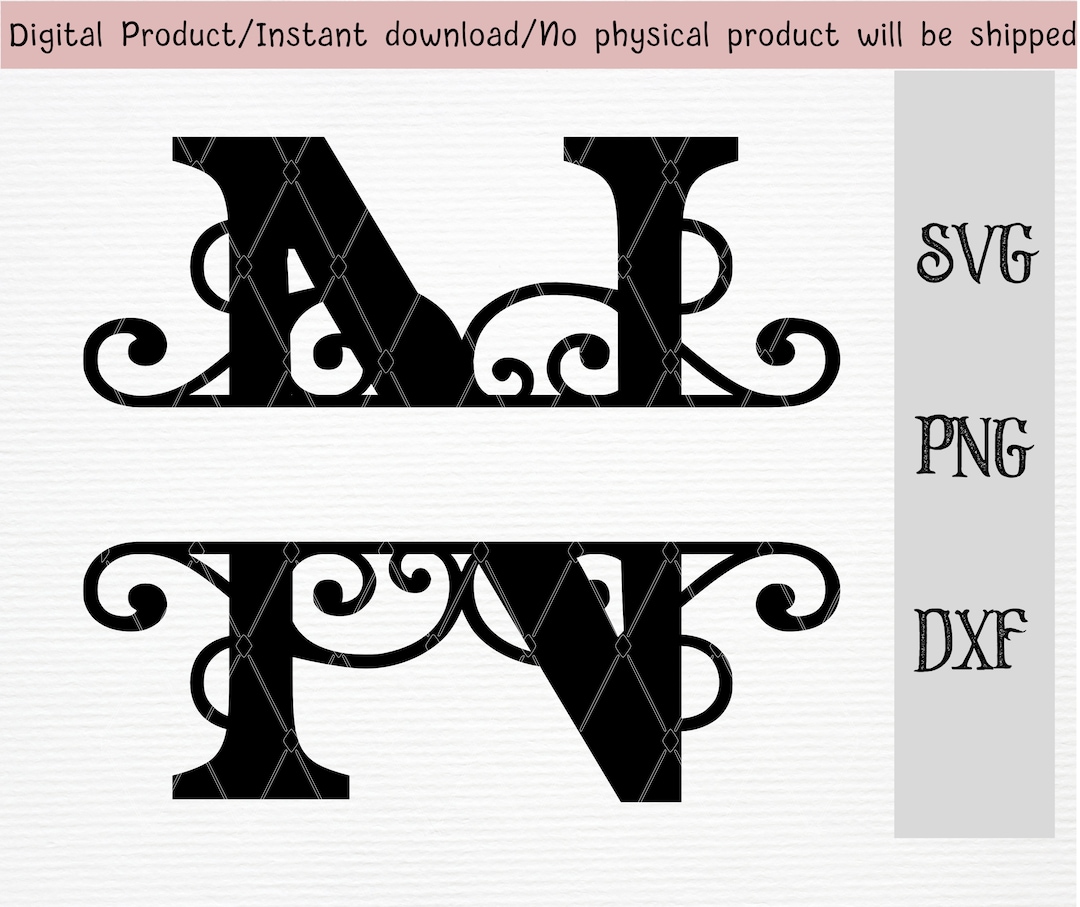 Split Capital Letter Monogram SVG/DXF/PNG Files/split Captital Letter N ...