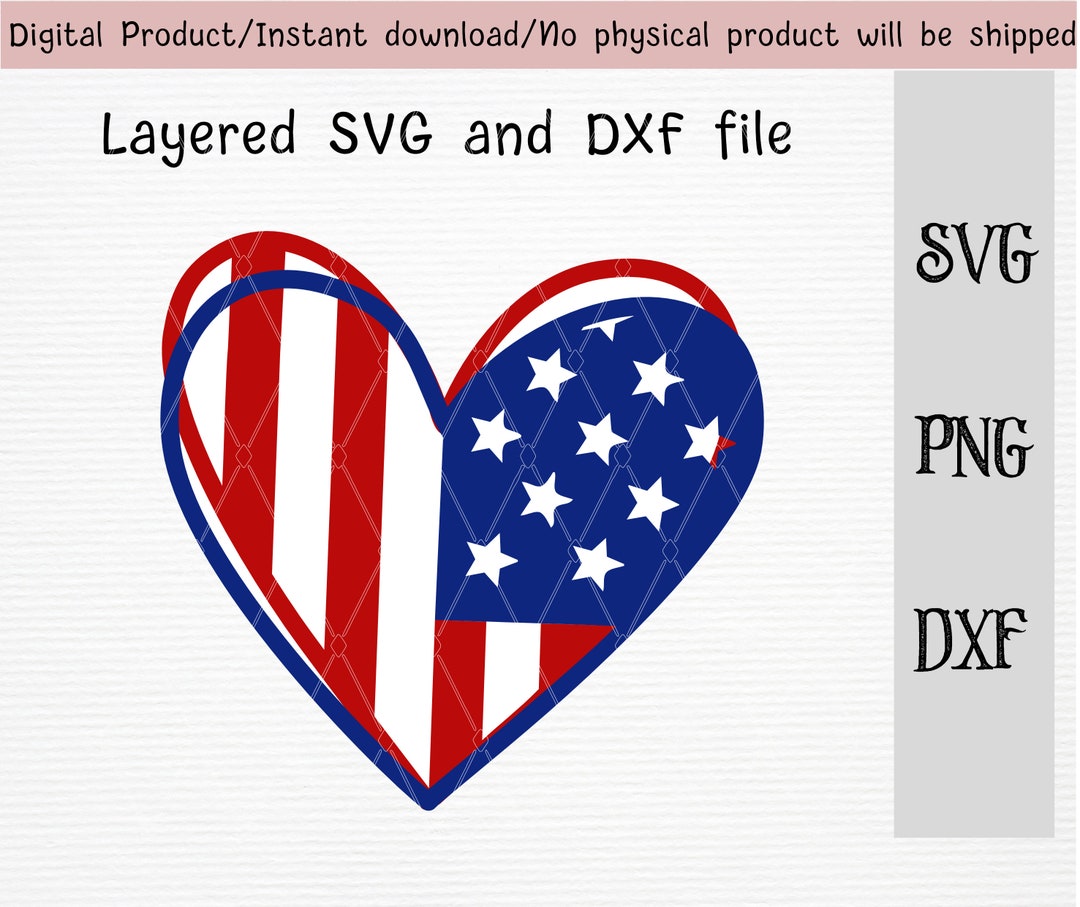 4th of July Heart Svg/fourth of July/america/usa Flag Heart SVG ...