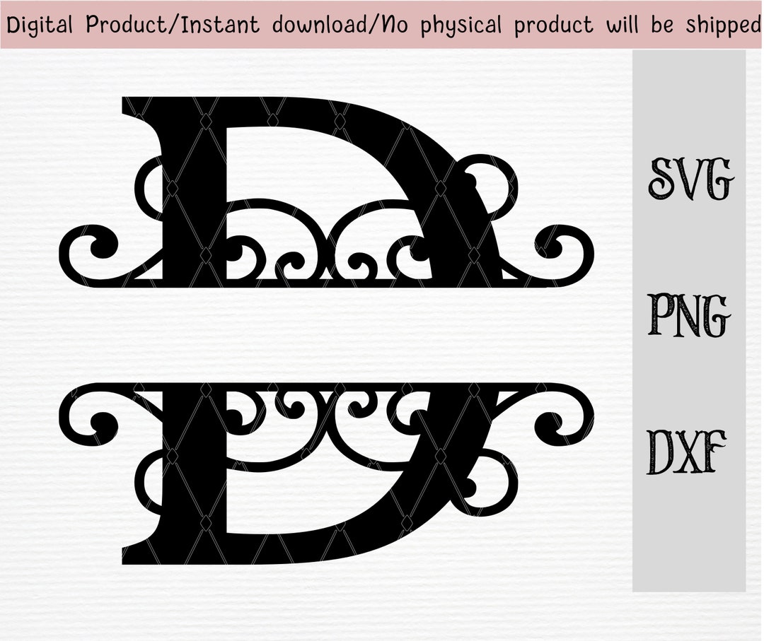 Split Capital Letter Monogram SVG/DXF/PNG Files/split Captital Letter D ...