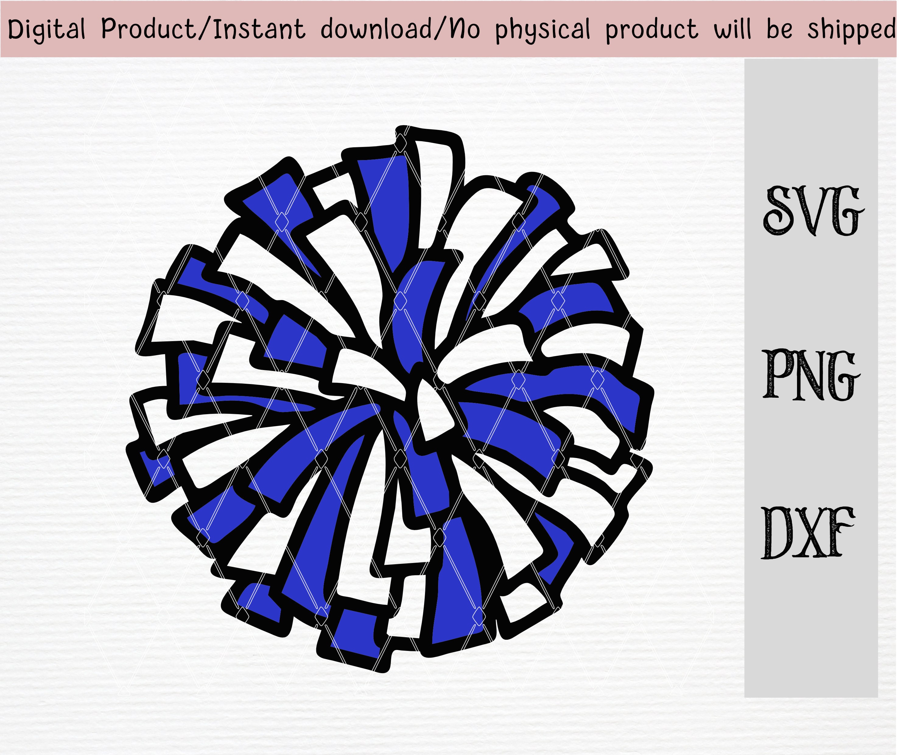 Pom Pom Svg/blue Cheerleading Pom Pom With Black - Etsy