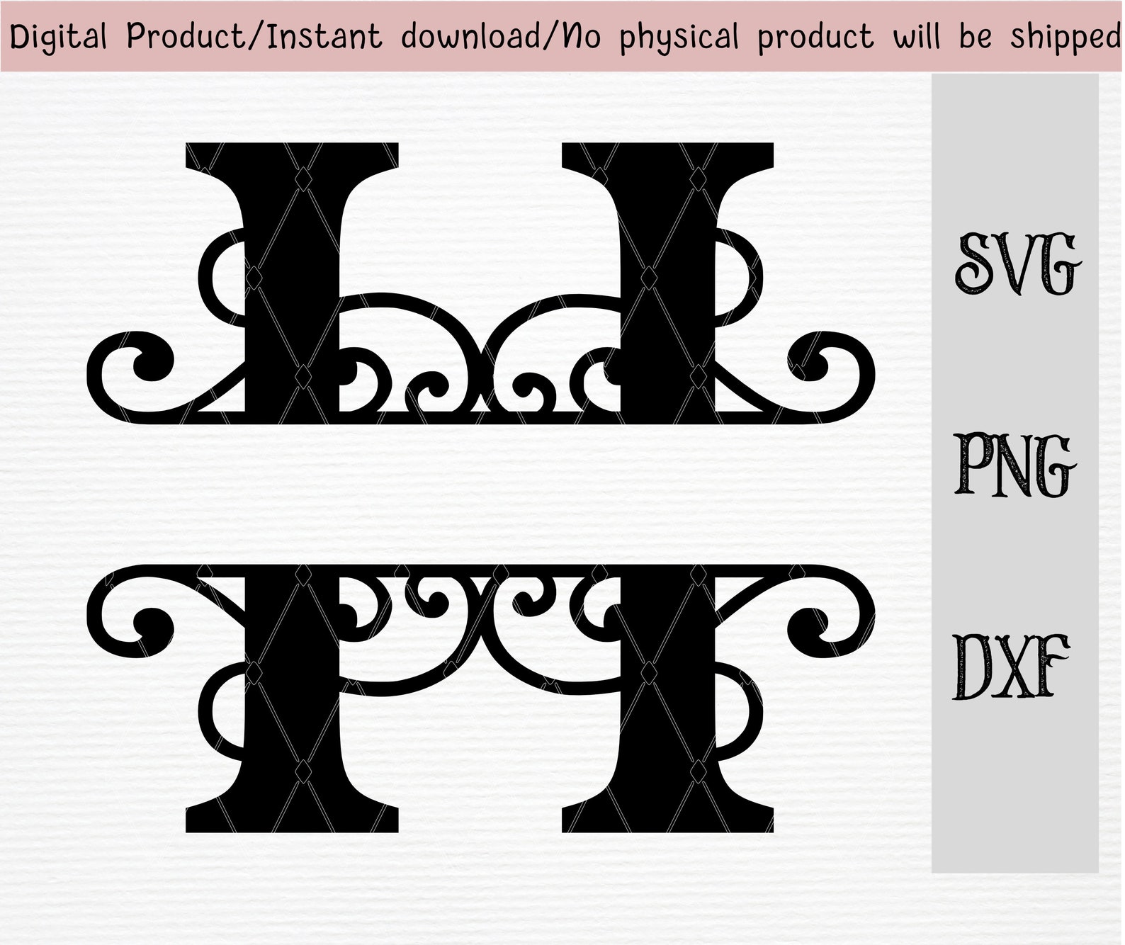 Split Capital Letter Monogram SVG/DXF/PNG Files/split Captital Letter H ...