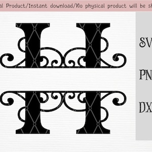 Split Capital Letter Monogram SVG/DXF/PNG Files/split Captital Letter H ...