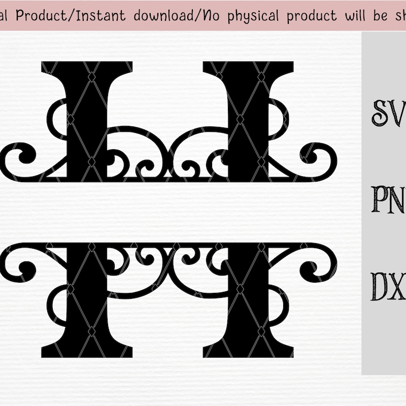 Split Monogram H - Etsy