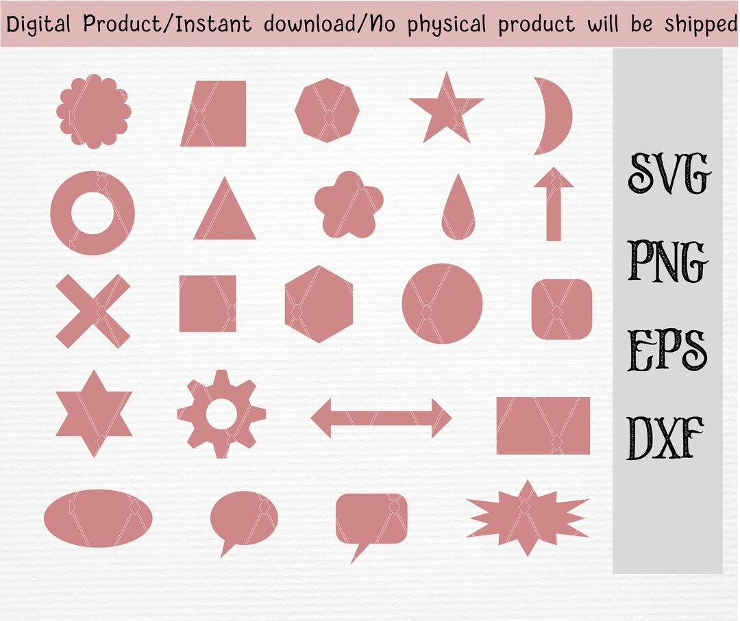 23 Basic Shapes Bundle/outline/silhouette Cricut File/template Clipart ...