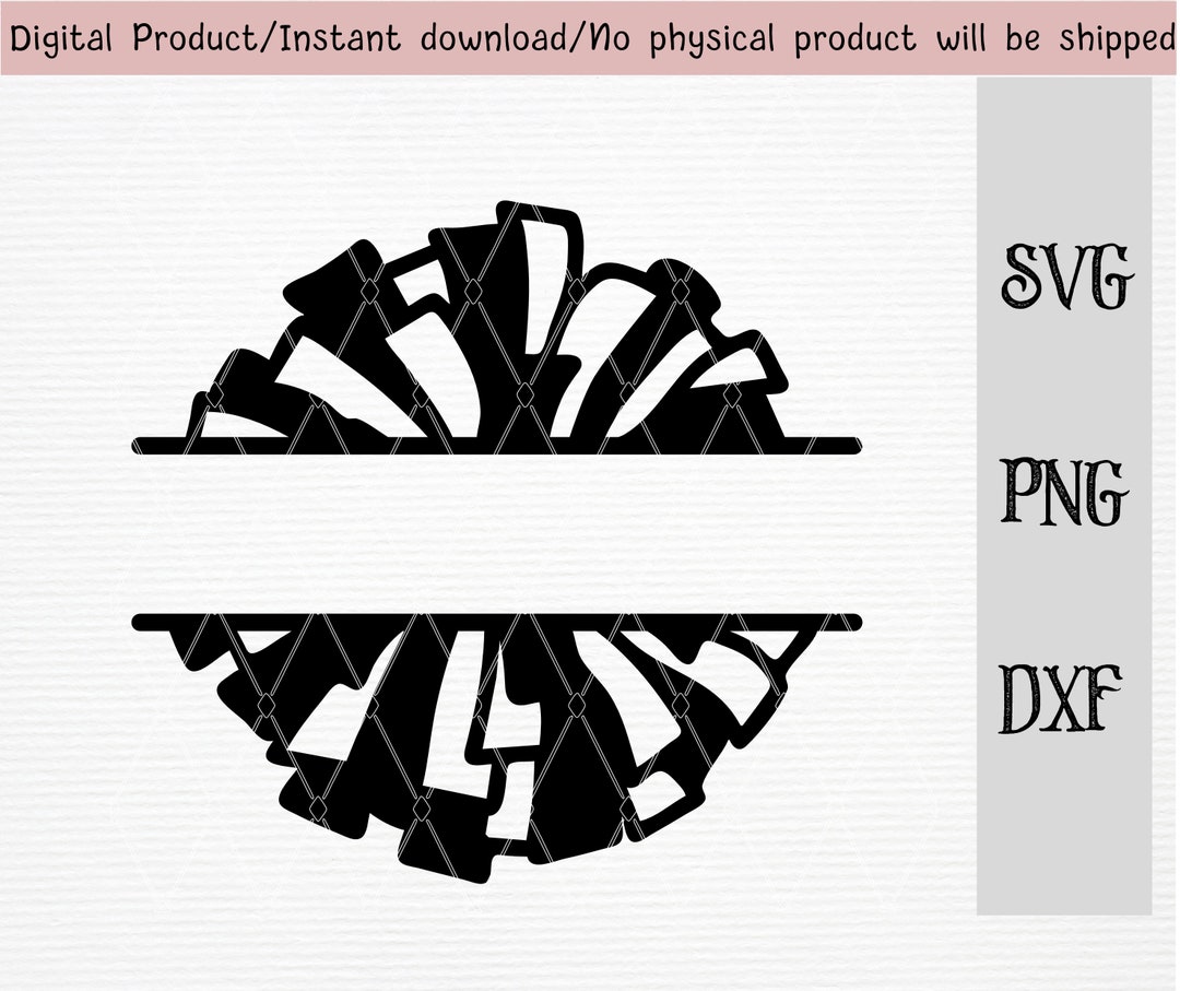 Split Pom Pom Svg/hand-drawn Cheerleading Pom Pom Black/sport/svg/png ...