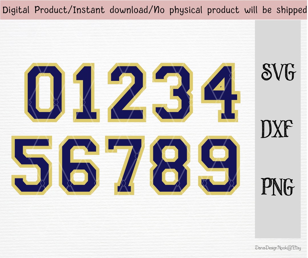 Navy and Gold Yellow Jersey Numbers SVG/PNG/DXF Files/sport Numbers ...