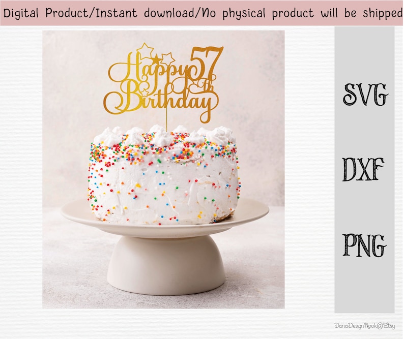 Happy 57th Birthday Cake Topper/birthday Cake Decoration - Etsy