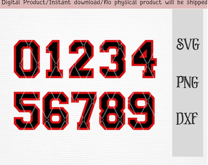 Sports Clipart: Jersey Number Templates Grouped on Single Sheet - Red ...