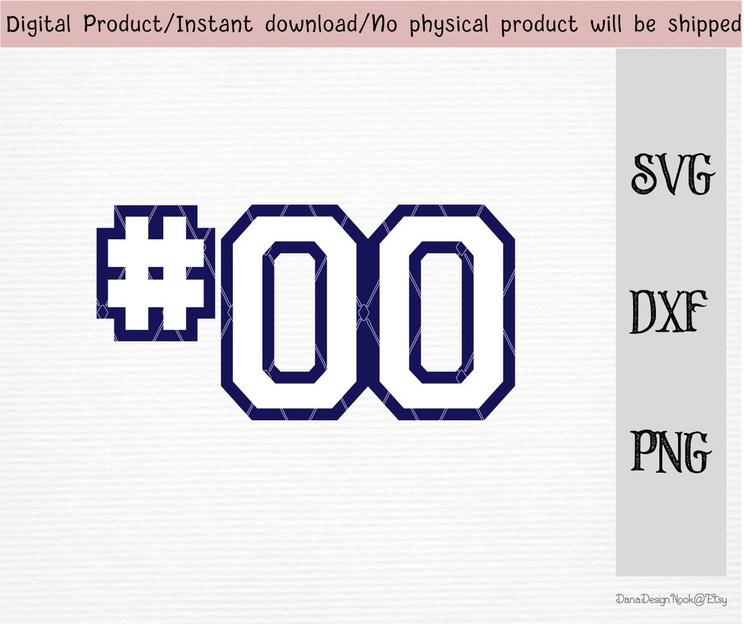 Navy and White Jersey Number #00 SVG/PNG/DXF Files/cut File/instant ...