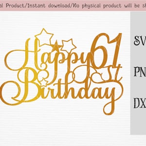 Happy 61st Birthday Cake Topper/birthday Cake Decoration - Etsy