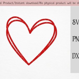 Simple Hand-drawn Heart Red/svg/png/dxf Files/for Cricut/silhouette ...