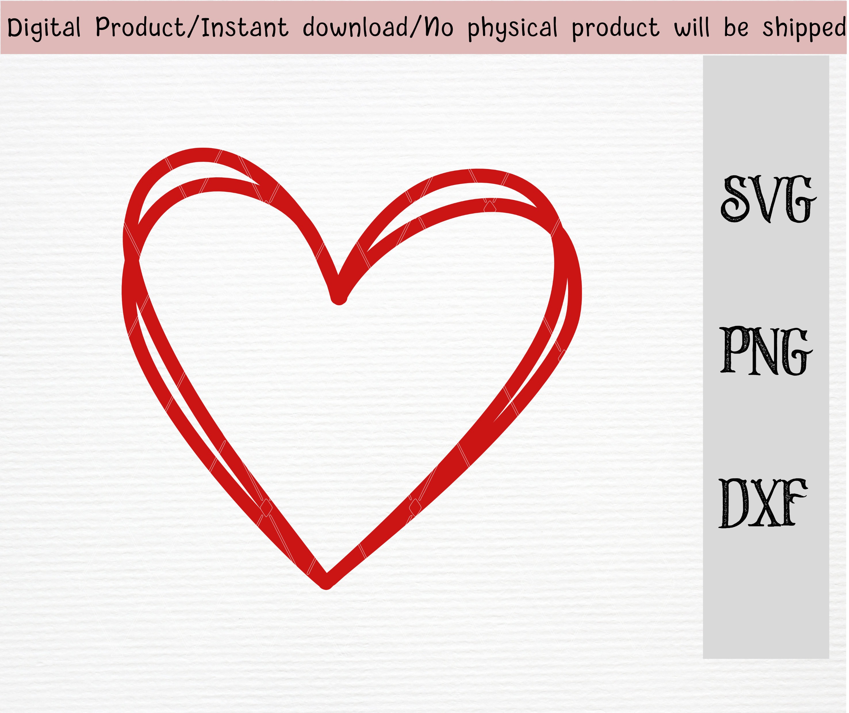 Simple Hand-drawn Heart Red/svg/png/dxf Files/for Cricut/silhouette ...