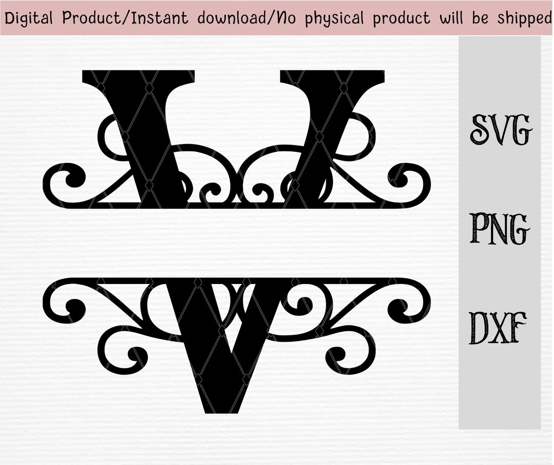 Split Capital Letter Monogram SVG/DXF/PNG Files/split Captital Letter V ...