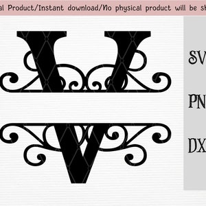 Split Capital Letter Monogram SVG/DXF/PNG Files/split Captital Letter V ...