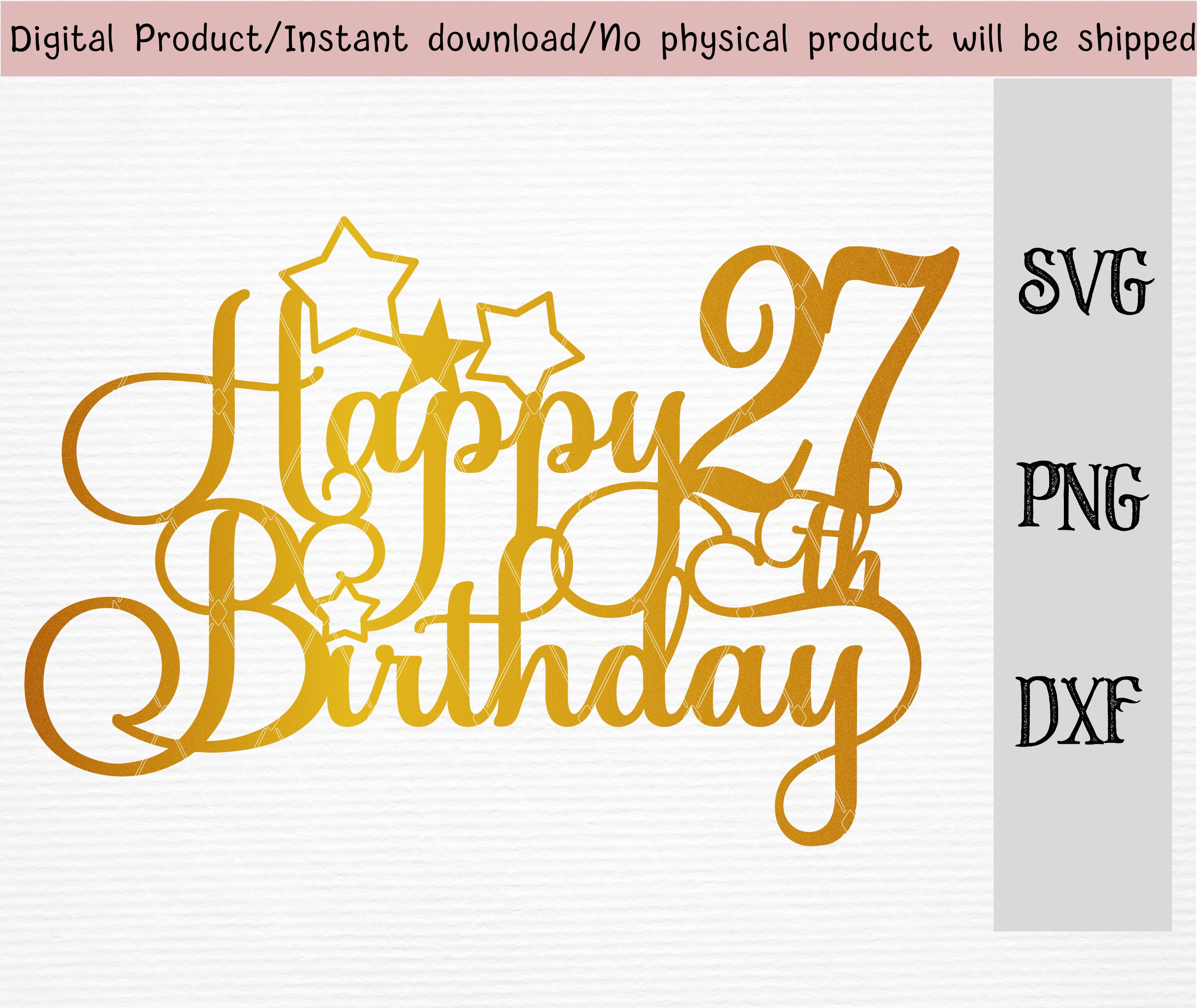 Happy 27th Birthday Cake Topper/birthday Cake Decoration - Etsy