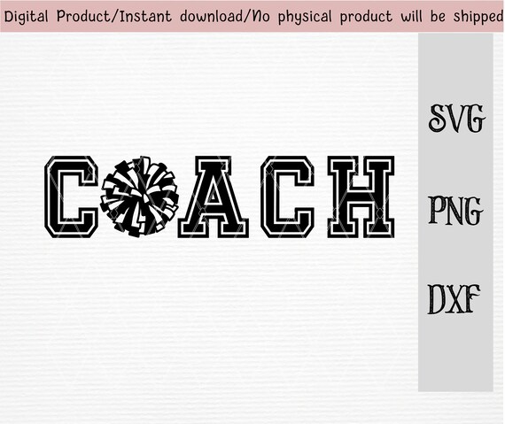 Black Cheer Coach Letters With Pom Pom/sport/svg/png/dxf - Etsy