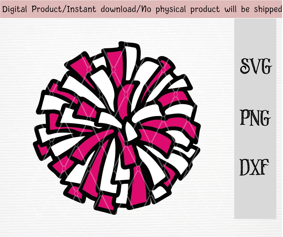 Pom Pom Svg/pink Cheerleading Pom Pom With Black Line/sport/svg/png/dxf ...