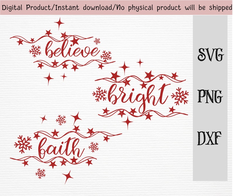 10 Christmas Magic Words Bundle SVG/DXF/PNG Files/holiday Words/love ...