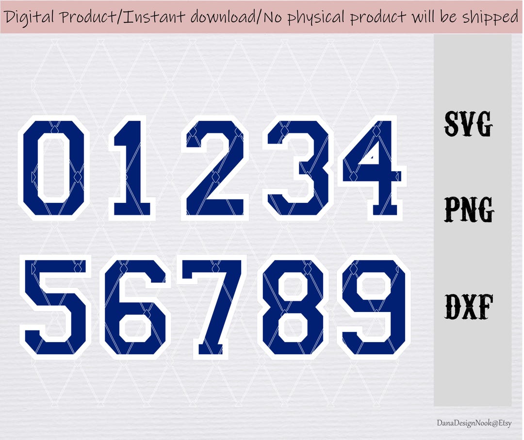 Royal Blue Numbers With White Edges SVG/PNG/DXF Files/sport Numbers ...