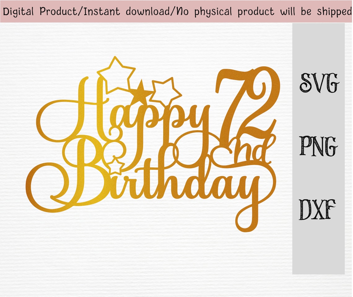 Happy 72nd Birthday Cake Topper/birthday Cake Decoration - Etsy