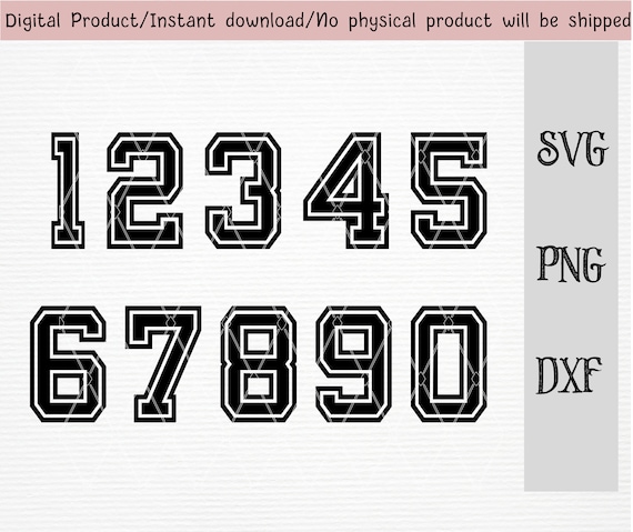 Jersey Numbers Svg/png/dxf/jersey Numbers With Outline - Etsy
