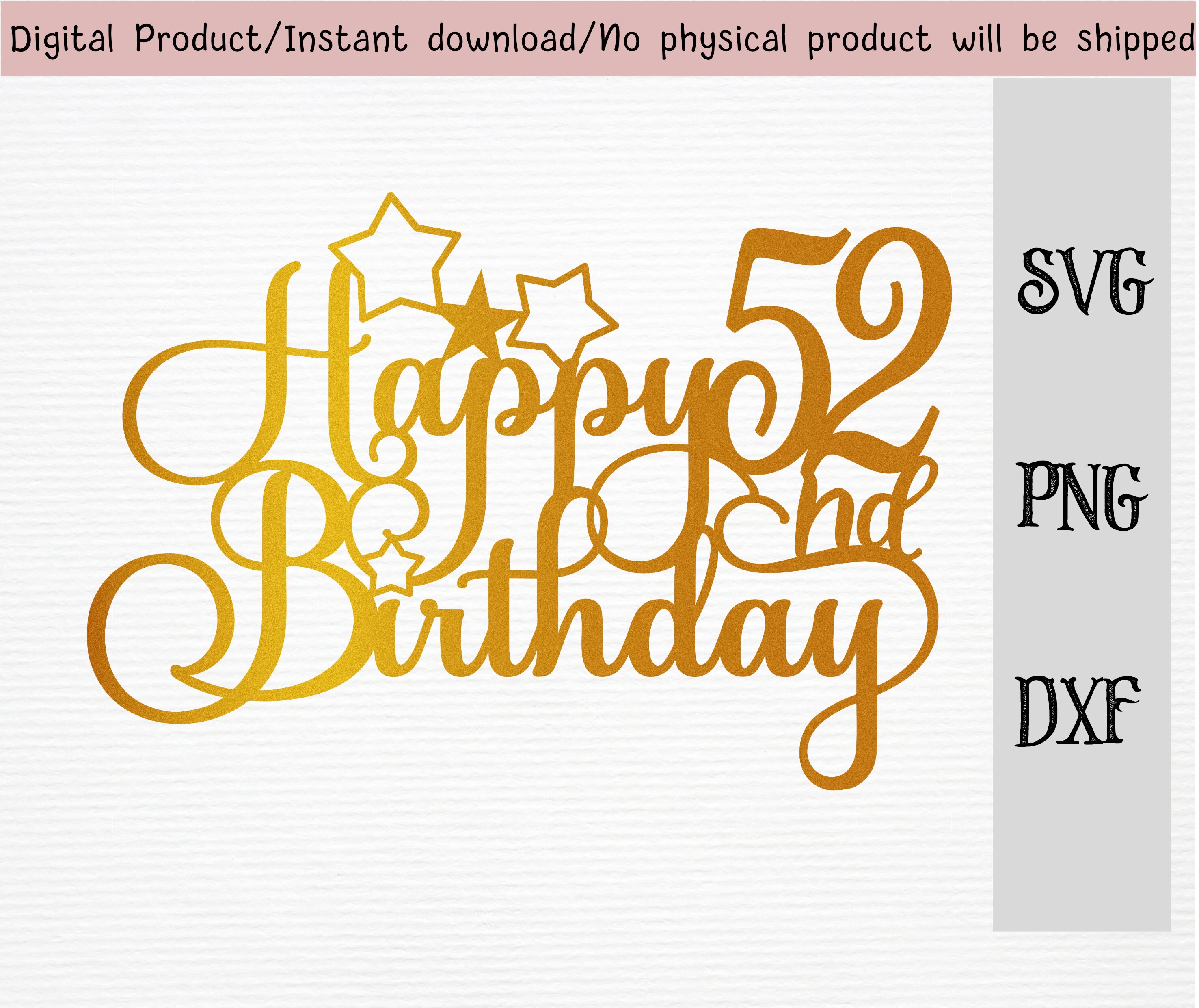 Happy 52nd Birthday Cake Topper/birthday Cake Decoration - Etsy Australia