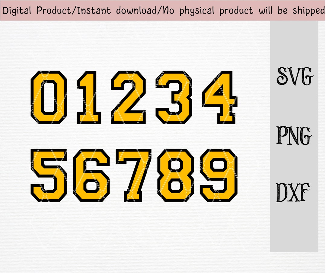 Yellow and Black Jersey Numbers SVG/PNG/DXF Files/sport Numbers ...