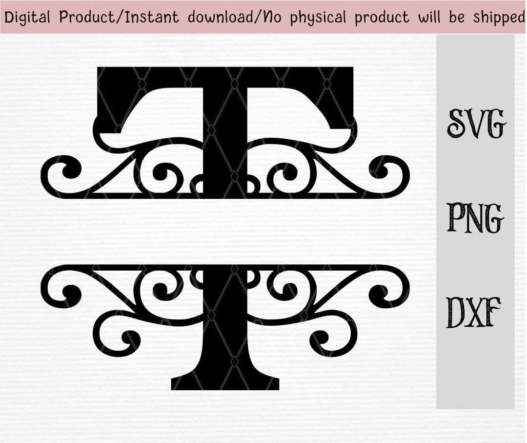 Split Capital Letter Monogram SVG/DXF/PNG Files/split Captital Letter T ...