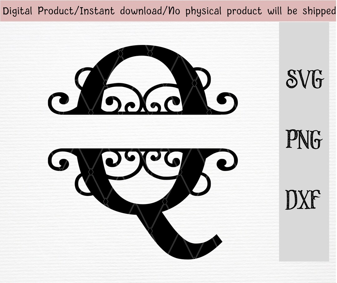 Split Capital Letter Monogram SVG/DXF/PNG Files/split Captital Letter Q ...