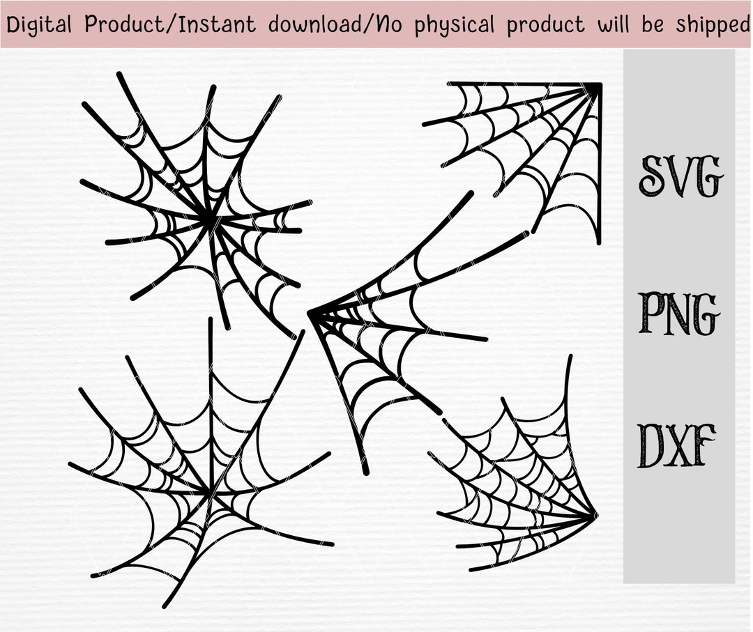 5 Hand-drawn Spiderwebs Svg/png/dxf Files/silhouette Cricut File ...