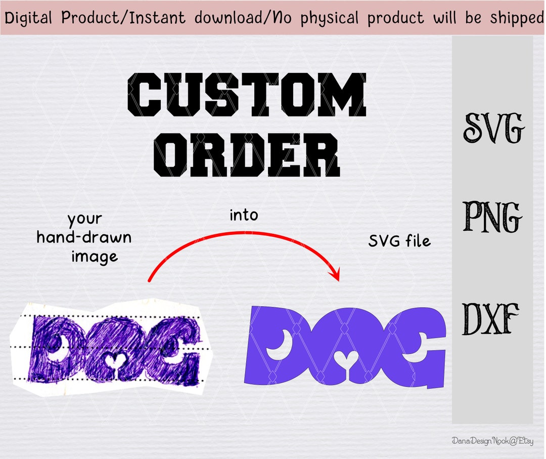 Turn Your Hand-drawn Image Into SVG/ Custom Order Svg/dxf/png Files ...