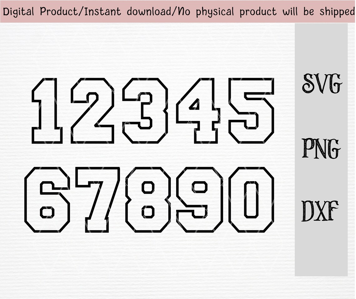 Jersey Numbers Svg/png/dxf/jersey Numbers Outline - Etsy
