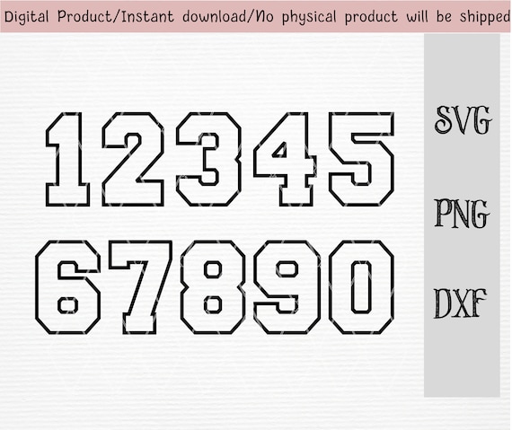 Jersey Numbers Svg/png/dxf/jersey Numbers Outline - Etsy