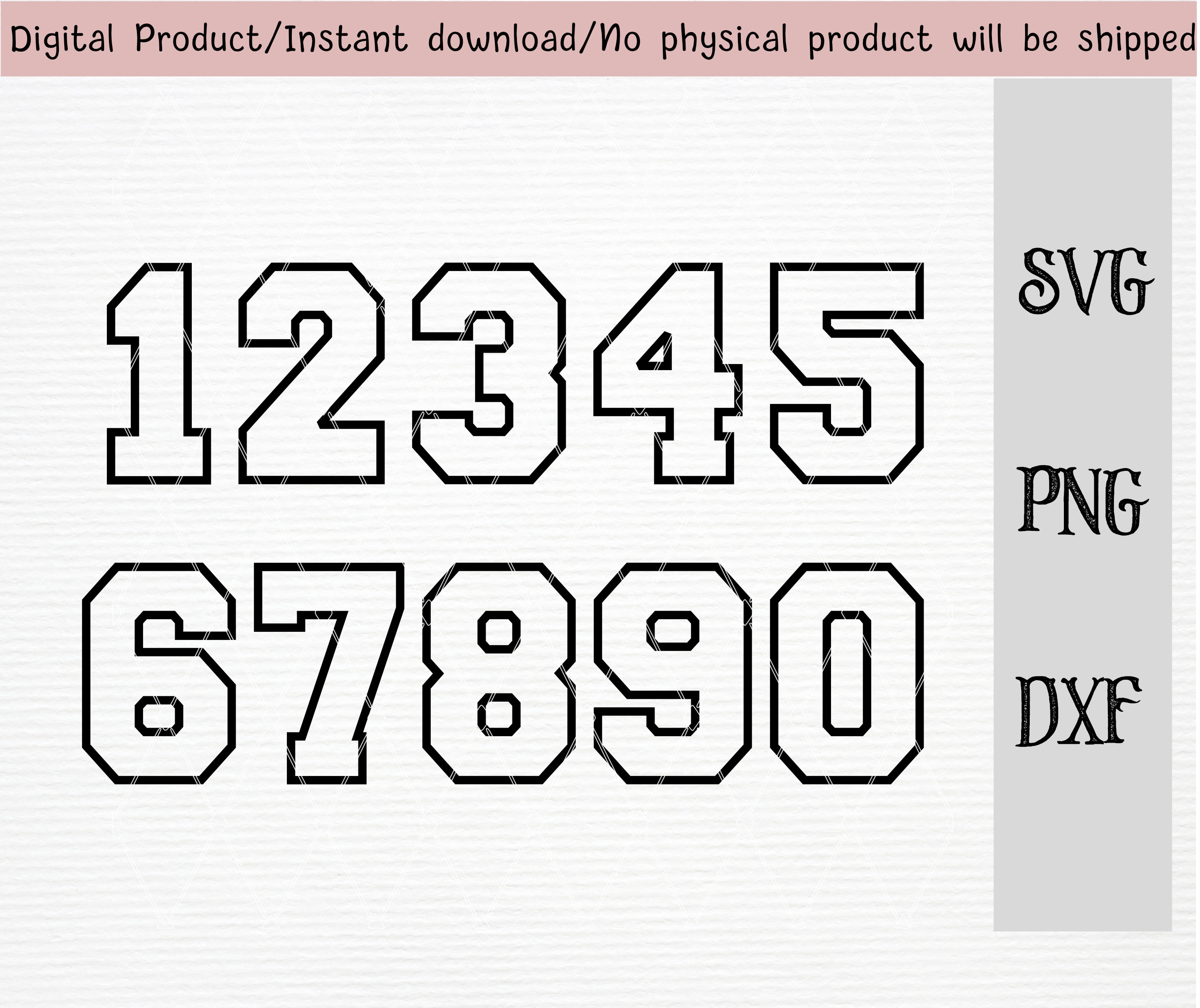 Jersey Numbers Svg/png/dxf/jersey Numbers Outline Clipart/instant ...