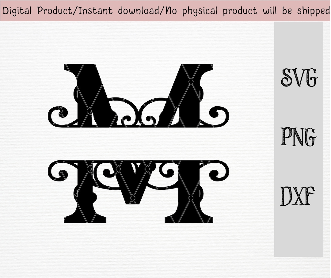 Split Capital Letter Monogram SVG/DXF/PNG Files/split Captital Letter M ...