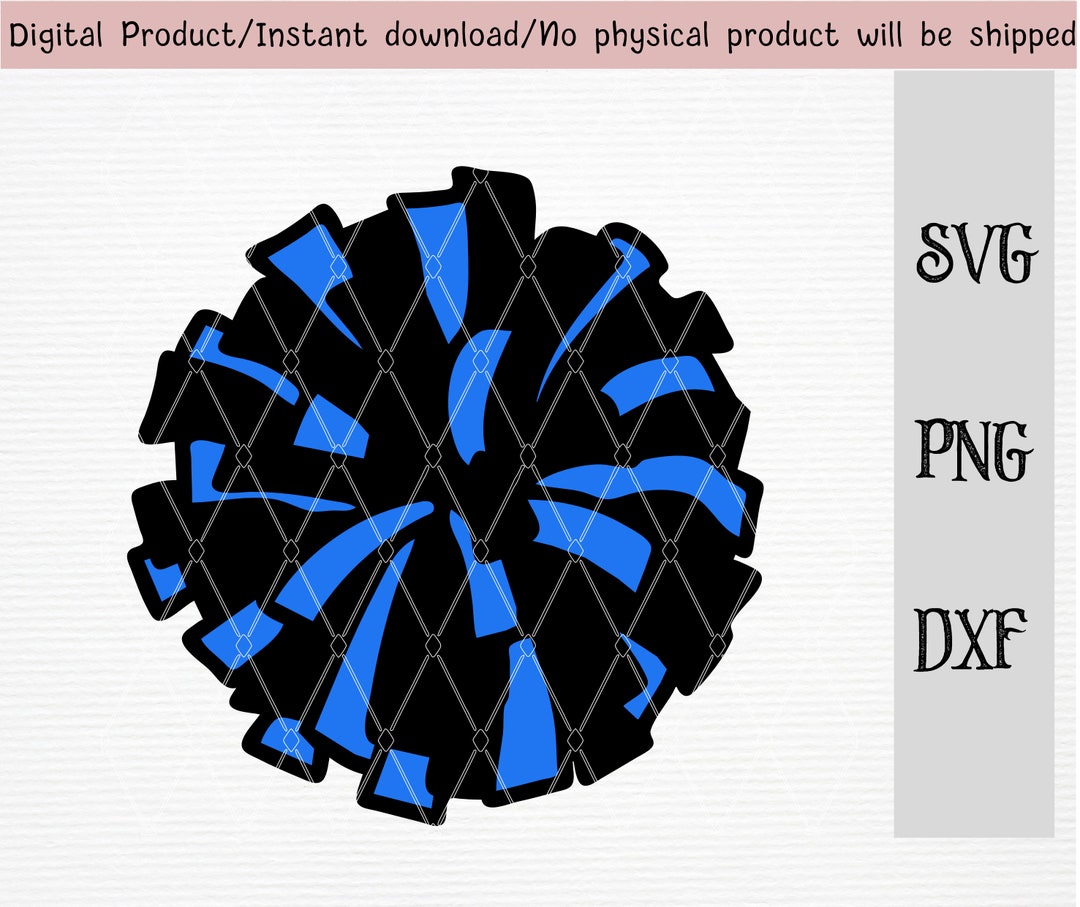 Pom Pom Svg/blue and Black Cheerleading Pom Pom/2 Color Pom Pom SVG/PNG ...