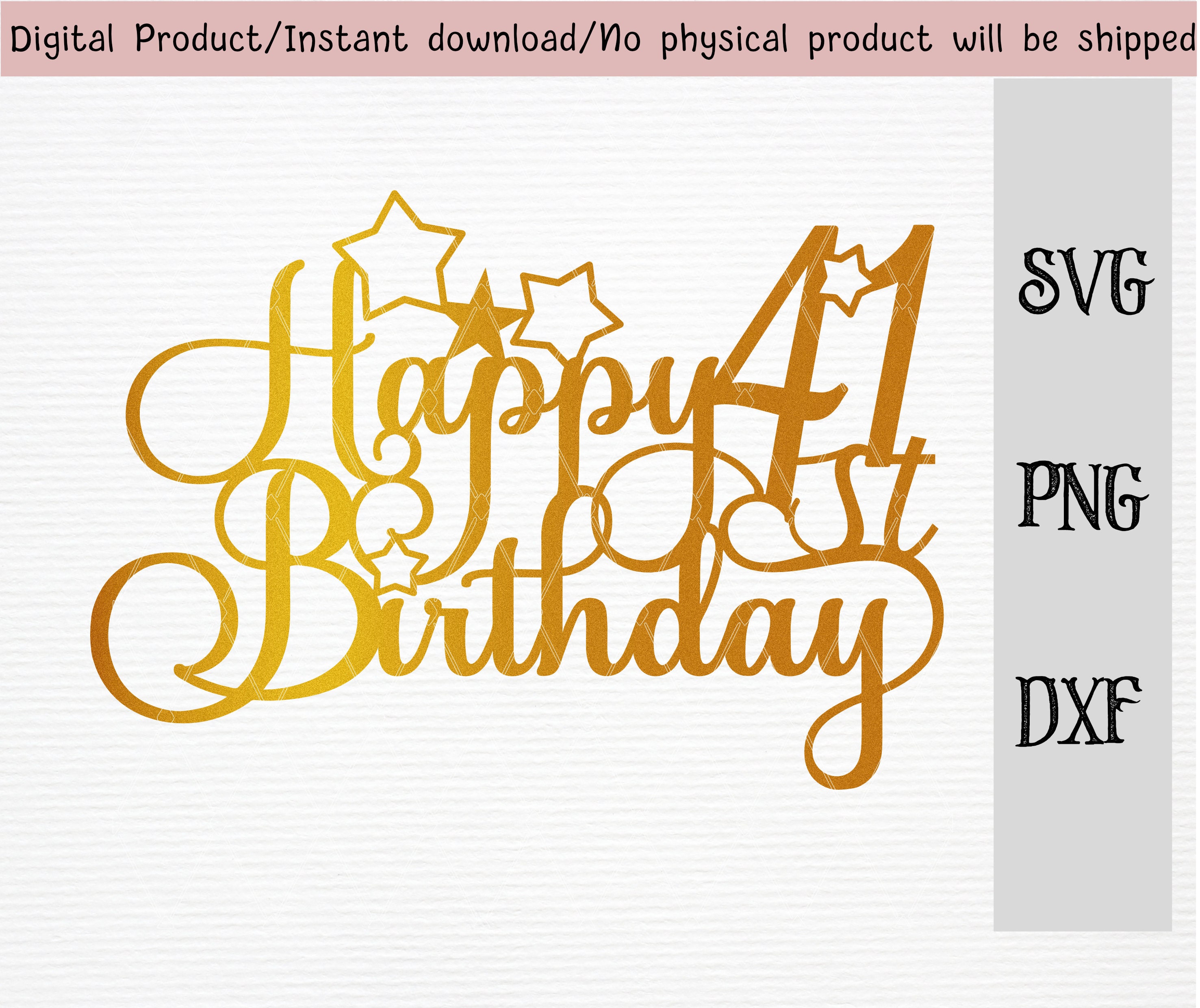 Happy 41st Birthday Cake Topper/birthday Cake Decoration - Etsy