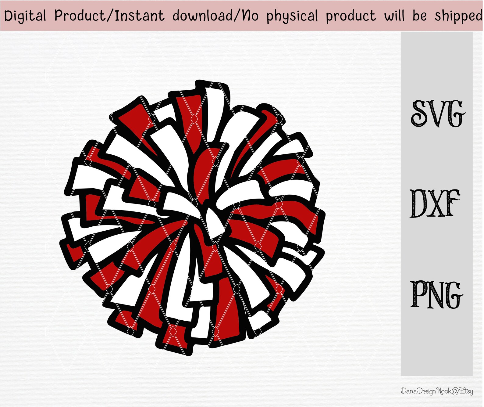 Pom Pom Svg/red Cheerleading Pom Pom With Black Line/sport/svg/png/dxf ...