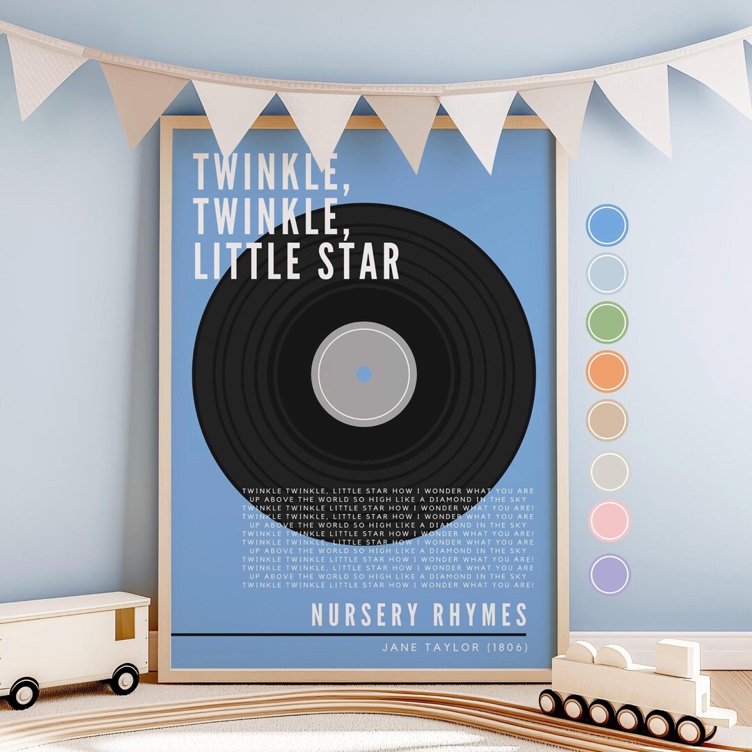 Twinkle Twinkle Little Star Song Digital Download Nursery Wall Art Kids ...