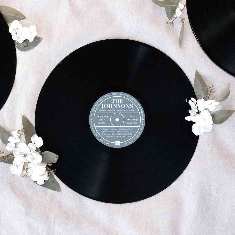 Custom Label for 12 Inch Vinyl Record, Bold Text Personalized Matte ...