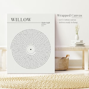 Record Lyrics Personalized Song Print, Favorite Song Digital Download ...