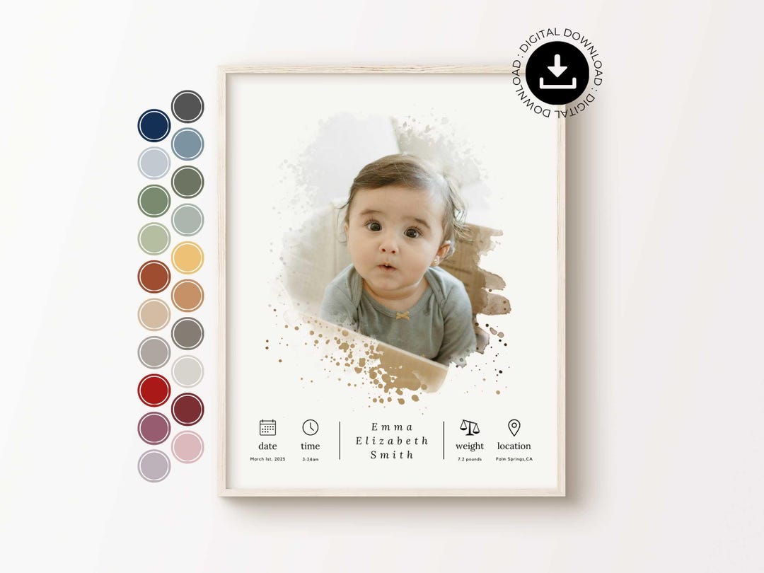 Personalized Newborn Baby Wall Art, Birth Details Print, Custom Baby ...