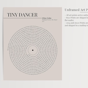 Record Lyrics Personalized Song Print, Favorite Song Digital Download ...