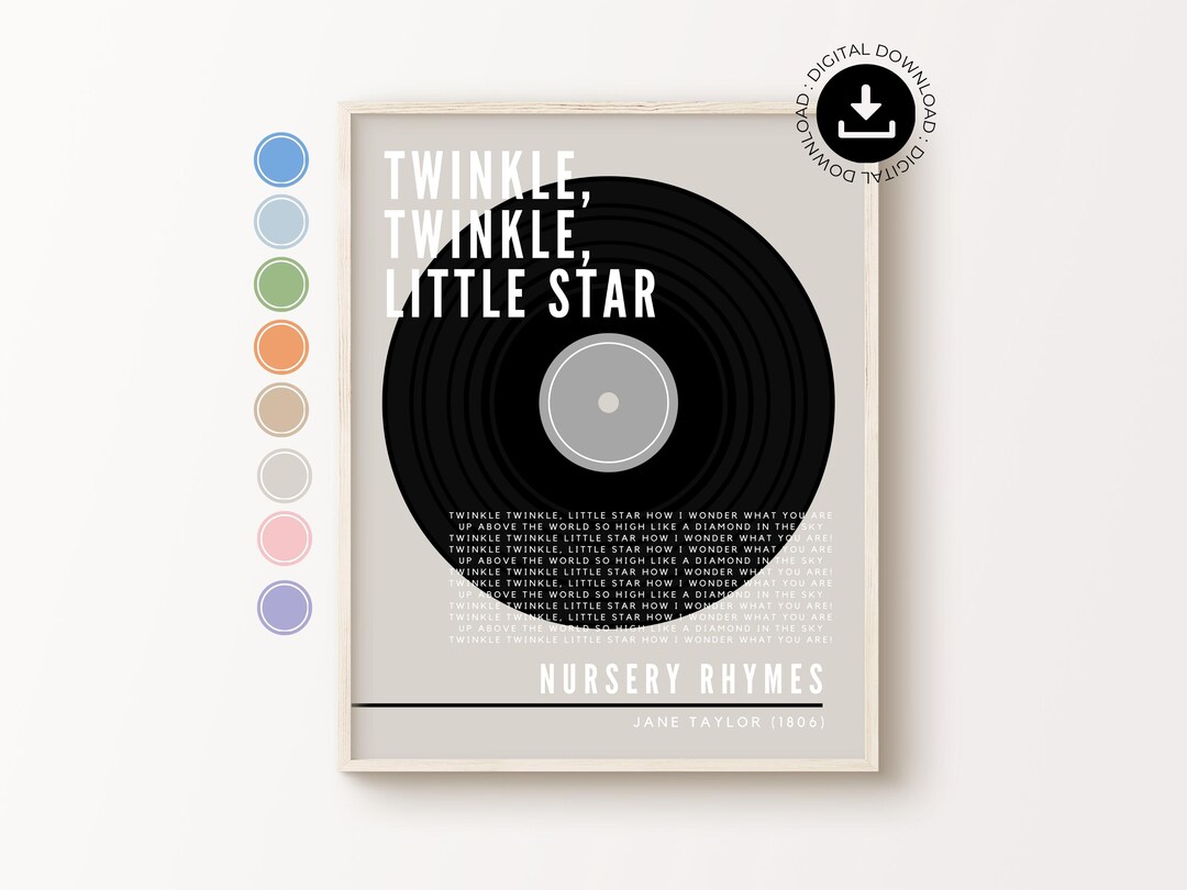 Twinkle Twinkle Little Star Song Digital Download Nursery Wall Art Kids ...