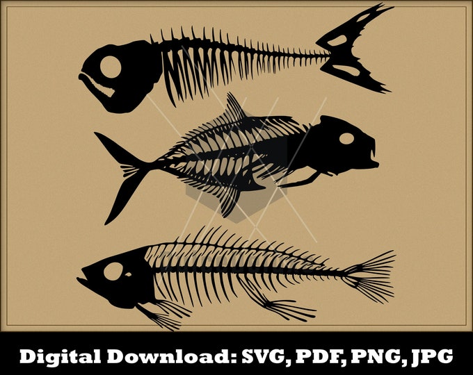 Fishing SVG File - Fish Bones SVG File - Fish Skeleton SVG File - Fish ...